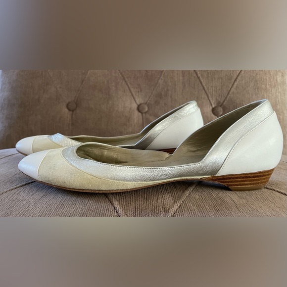 Theory | Shoes | Theory White And Silver Flats | Poshmark